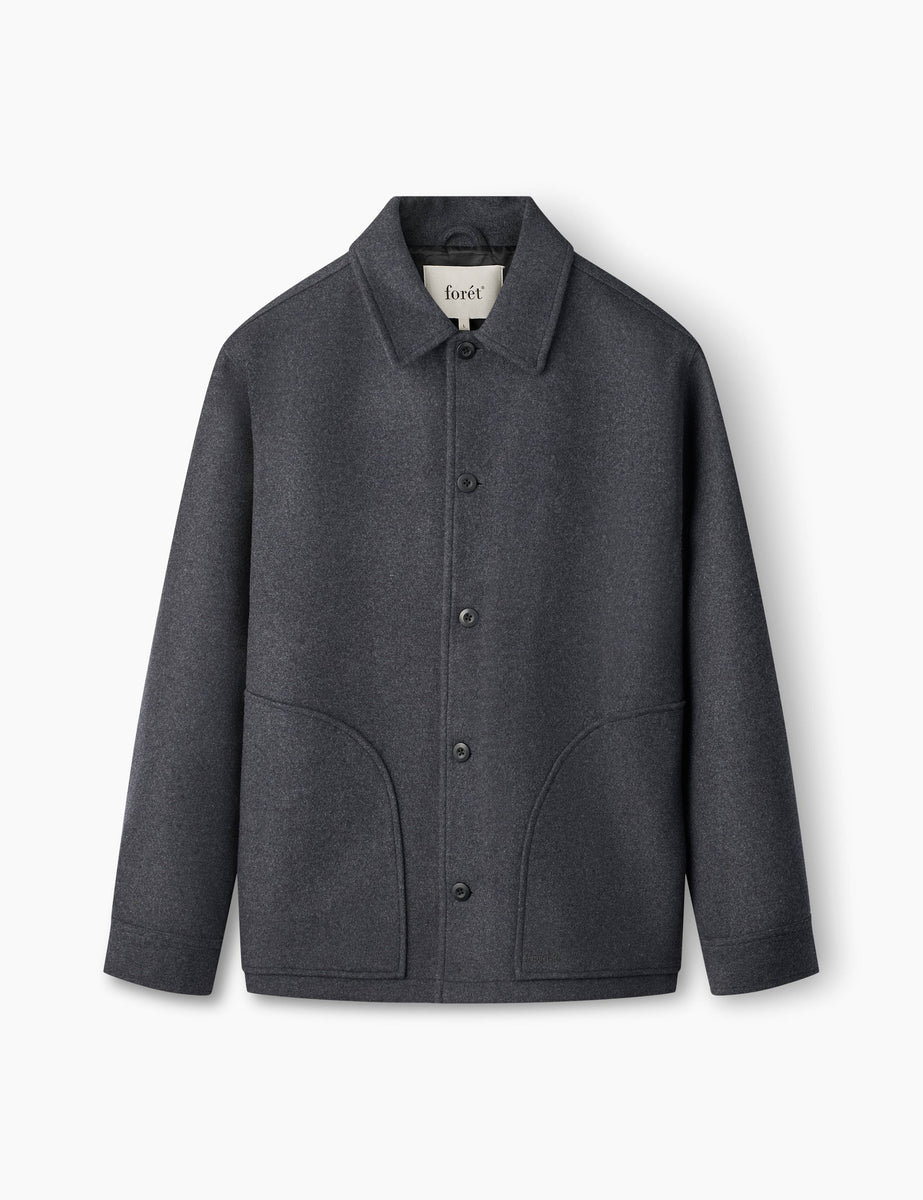 CAVE WOOL JACKET - DARK GREY MELANGÉ – foret