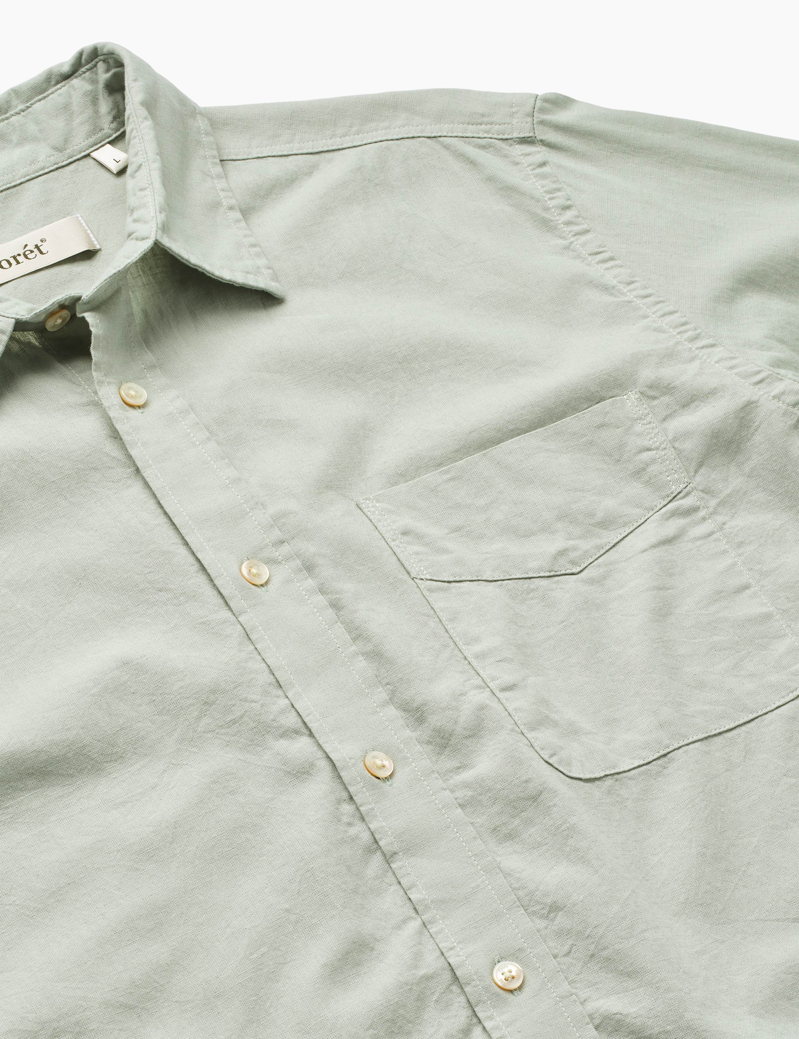 MAPLE REGULAR FIT LINEN SHIRT - PALE BLUE – foret